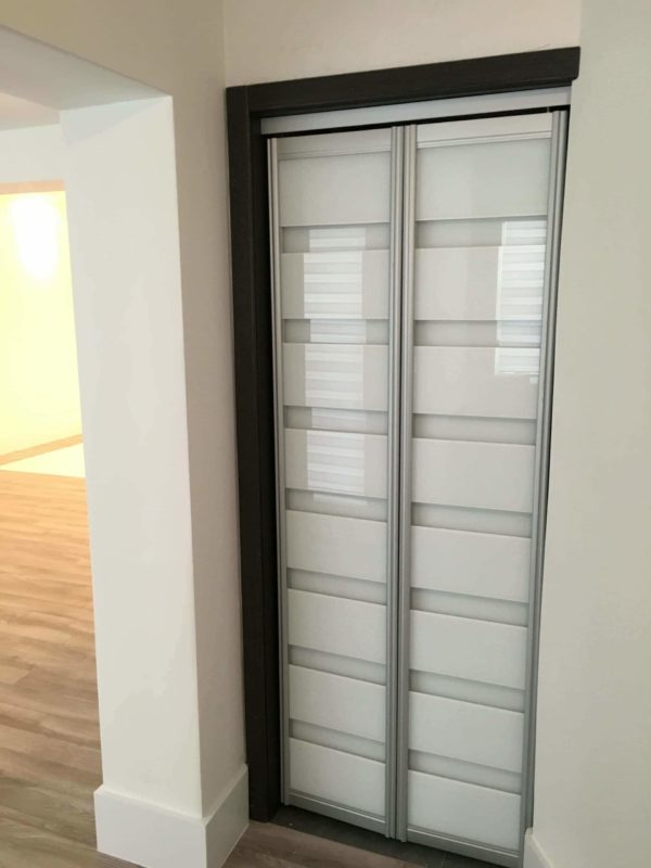 AC doors Bi-fold Custom made with White Glass Air Conditioning Doors