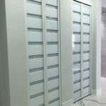AC doors Bi-fold Custom made with White Glass Air Conditioning Doors