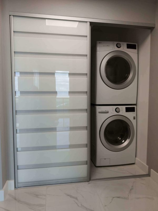 AC doors Bi-fold Custom made with White Glass Air Conditioning Doors