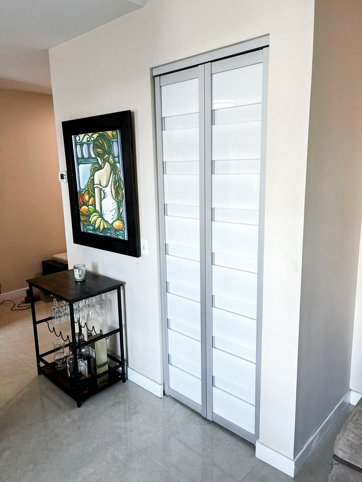 Custom Bi-Fold AC Doors With White Glass | Ventilated HVAC Panels