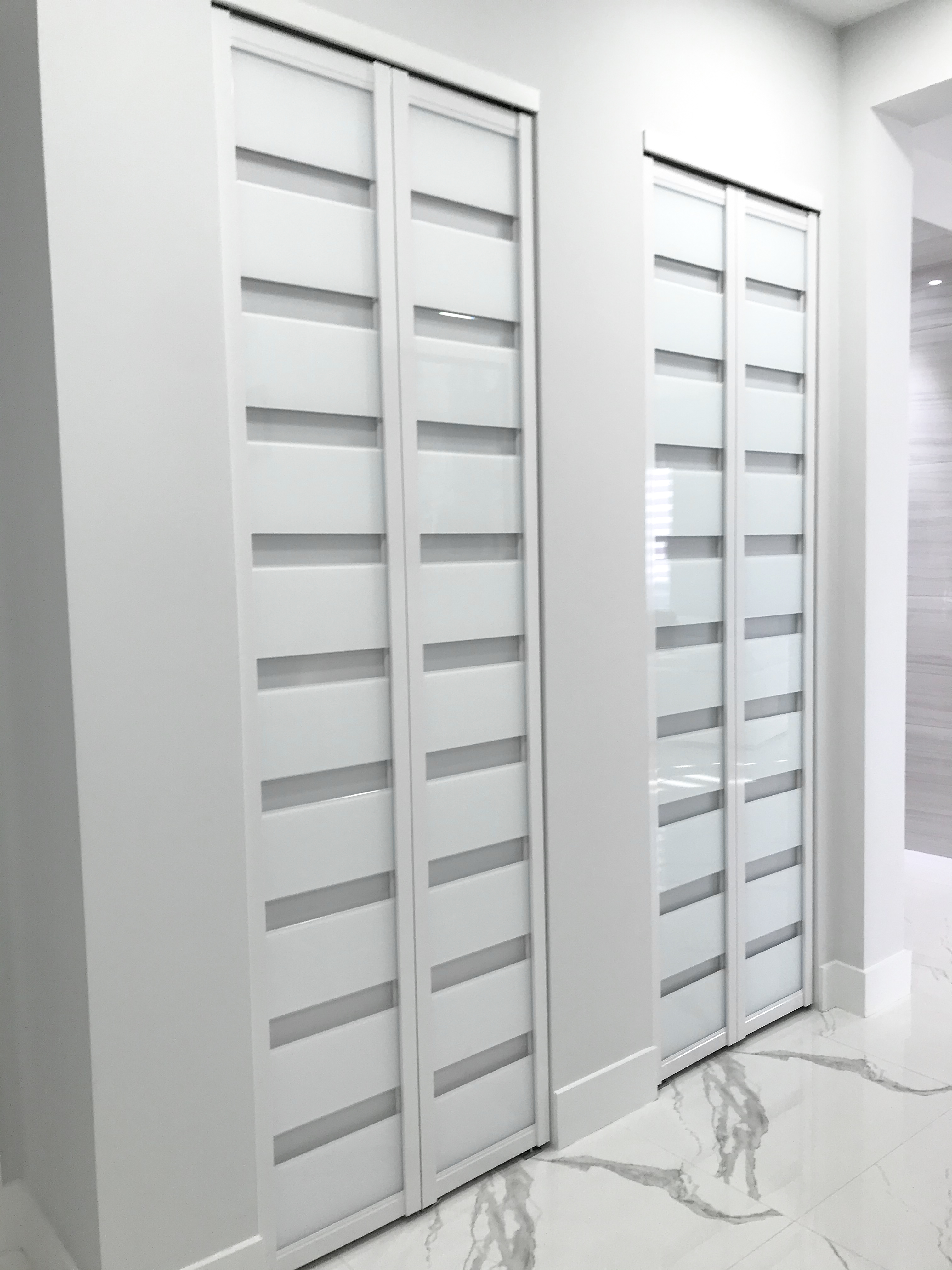 Custom Bi-Fold AC Doors With White Glass | Ventilated HVAC Panels