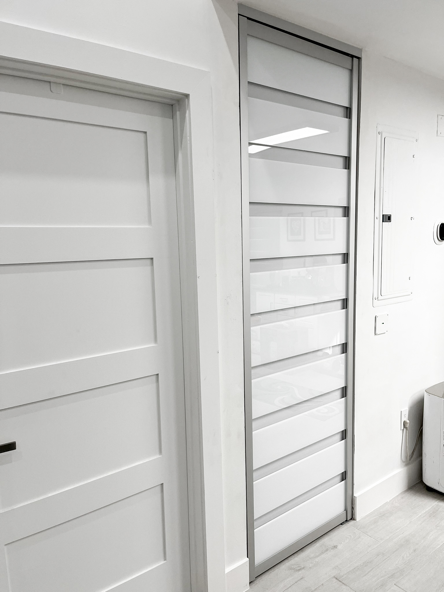 AC doors Bi-fold Custom made with White Glass Air Conditioning Doors